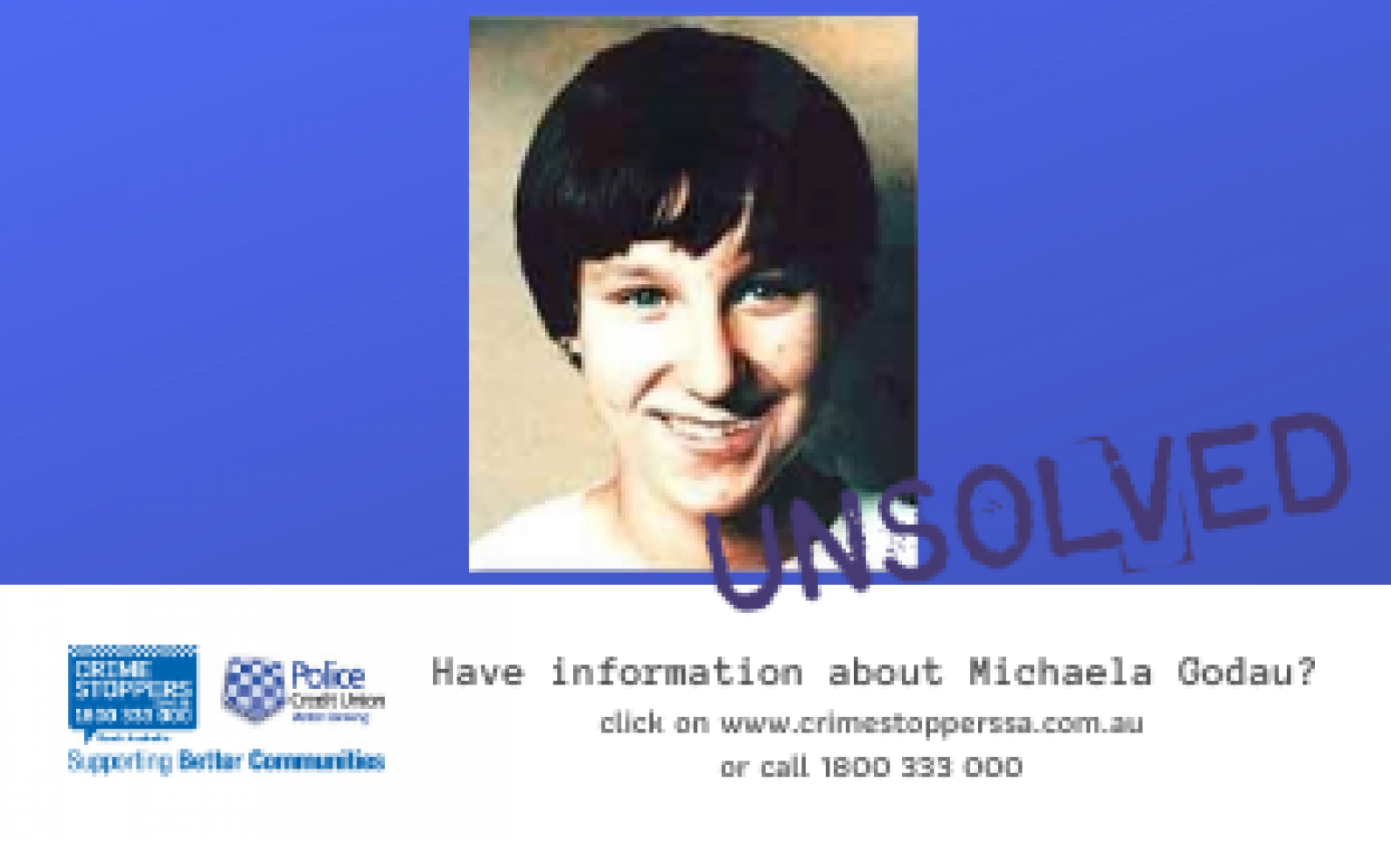 $1m reward to help catch Michaela Godau's killer - Crime Stoppers South ...